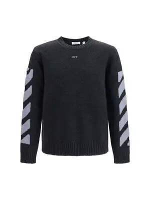 Off-White Diag Fuzzy Crewneck Sweater - Black