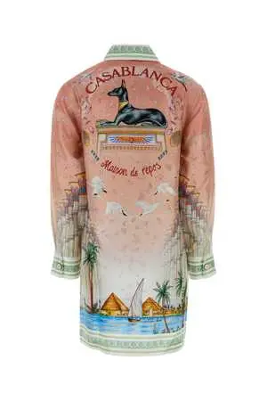 Casablanca Printed Silk Shirt Dress