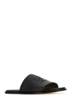 Loewe Black Leather Paula S Ibiza Flex Slippers