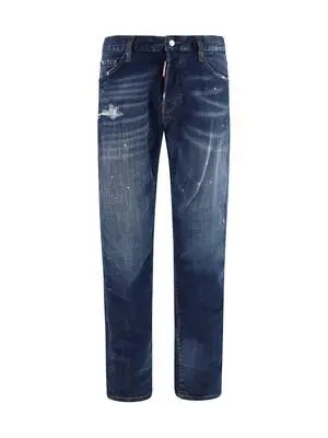 Dsquared2 Teddy Jeans With Distressed Details And Paint Splatter - Blue