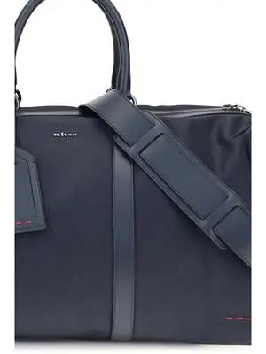 Kiton Leather-trimmed Travel Duffle Bag - Blue
