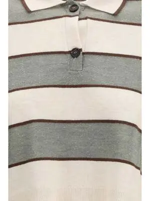Brunello Cucinelli Striped Knit Polo Shirt - Multicolor