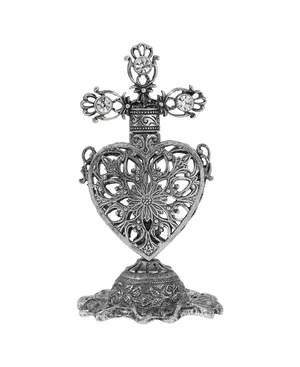 SYMBOLS OF FAITH Pewter Heart Perfume Bottle - Gray