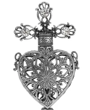 SYMBOLS OF FAITH Pewter Heart Perfume Bottle