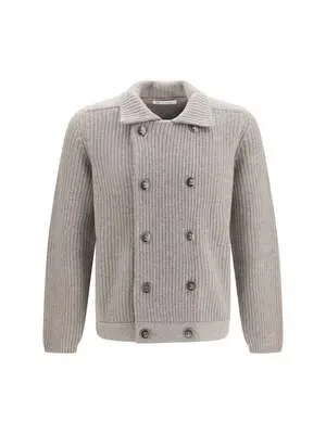 Brunello Cucinelli Marina Cardigan In English Rib Cashmere - Gray