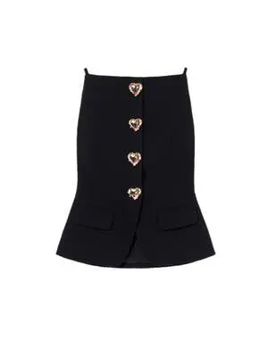 SELF-PORTRAIT Black Wool Crepe Sleeveless Top - Multicolor