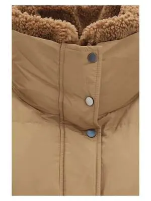 Brunello Cucinelli Padded Jacket With Removable Shearling Collar - Cream