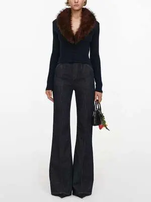 SELF-PORTRAIT Faux Fur Trimmed Knit Cardigan - Multicolor