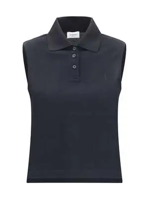 Saint Laurent Cassandre Piqué Polo - Black