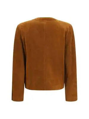 Saint Laurent Short Suede Buttoned Jacket - Brown