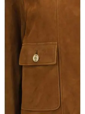 Saint Laurent Short Suede Buttoned Jacket - Brown
