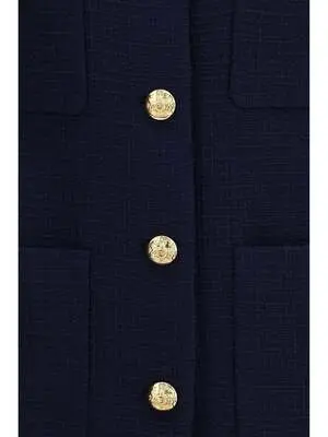 Valentino Garavani Wool Tweed Caban Coat With Shearling Cuffs