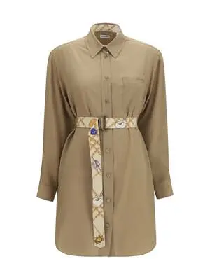 Burberry Silk Crêpe De Chine Shirt Dress - Cream