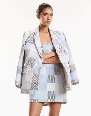 Cynthia Rowley Millie Seersucker Blazer - Light Blue