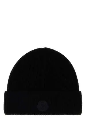 Moncler Wool Blend Beanie Hat - Black