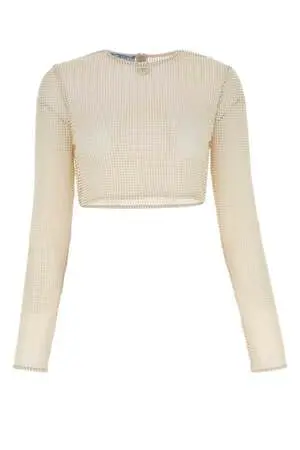 PRADA PRADA Embellished Long Sleeve Cropped Top
