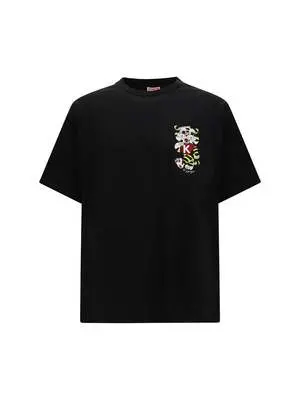 Kenzo Wild Tiger Motif Embroidered On The Chest Oversized T-shirt - Black