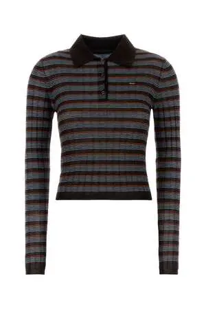 Prada Embroidered Knit Polo Shirt - Multicolor