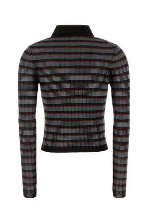 Prada Embroidered Knit Polo Shirt