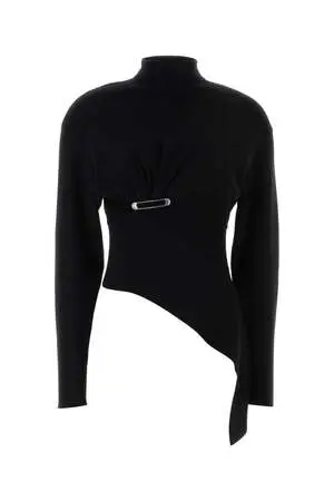 LANVIN Wool Blend Sweater With Asymmetrical Hem - Black