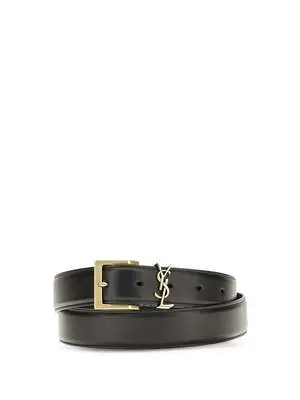 Saint Laurent Box Laque Leather Belt - Black