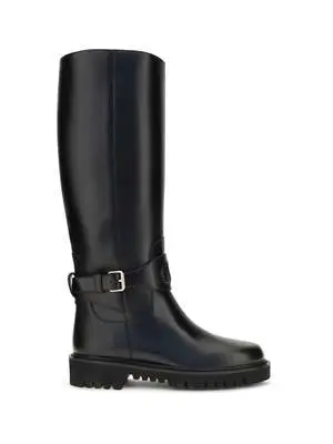 Valentino Garavani Vlogo Signature Calfskin High Boots - Black