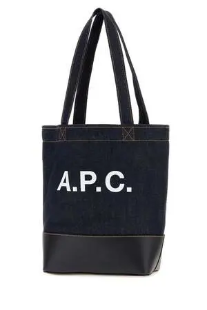 A.p.c. Dark Denim And Leather Shopping Bag - Blue