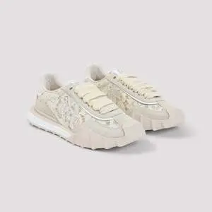 Dolce & Gabbana Floral Lace Paneled Sneakers - Multicolor