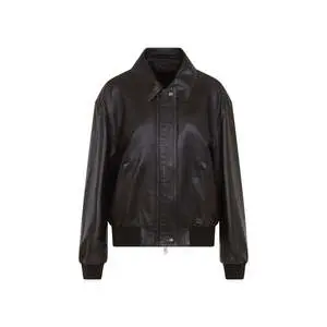 Prada Leather Bomber Jacket - Brown