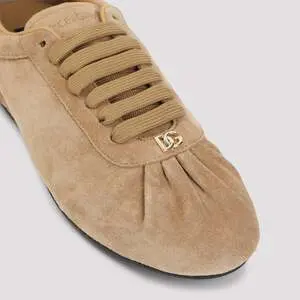 Dolce & Gabbana Beige Suede Low Top Sneakers - Multicolor