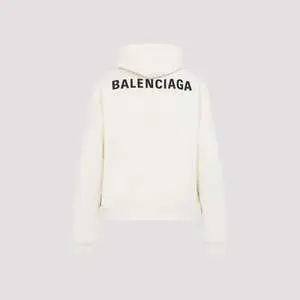 Balenciaga Medium Fit Cotton Fleece Hoodie With Printed Logo