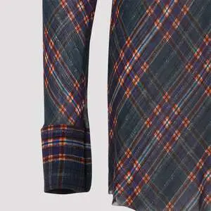 Dries Van Noten Calima Plaid Metallic Yarn Shirt