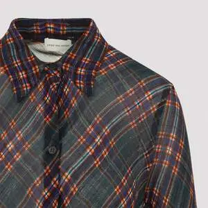 Dries Van Noten Calima Plaid Metallic Yarn Shirt