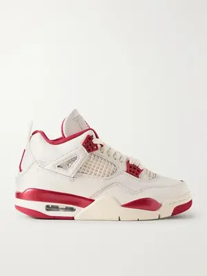 Nike Air Jordan 4 Retro Leather-trimmed Mesh Sneakers - Red