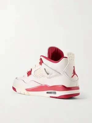 Nike Air Jordan 4 Retro Leather-trimmed Mesh Sneakers - Red