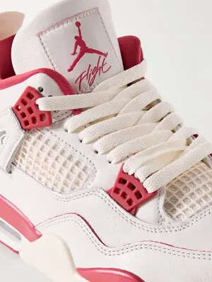 Nike Air Jordan 4 Retro Leather-trimmed Mesh Sneakers - Red