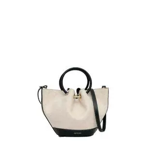 SAONARA BRAND Mini Capazo Bag Linen/ Leather - Black