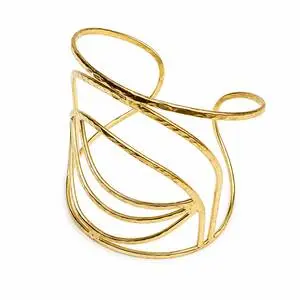 RARE MATTERS JEWELRY Hammered Wire Sculptural Statement Cuff Bracelet