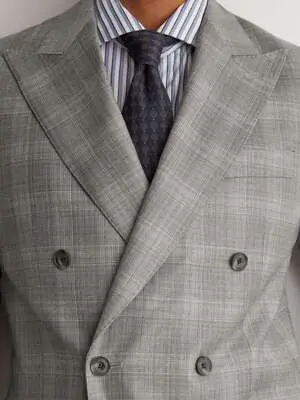 REISS Steal Wool Check Double-breasted Suit Blazer Classic-fit