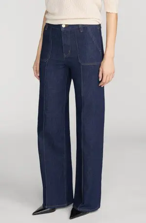 FRAME Le Pixie Slim Palazzo Pintuck Petite Wide Leg Jeans