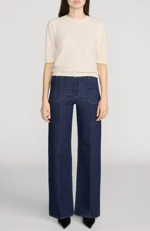 FRAME Le Pixie Slim Palazzo Pintuck Petite Wide Leg Jeans