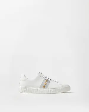 Versace Greca Embellished Sneakers - White
