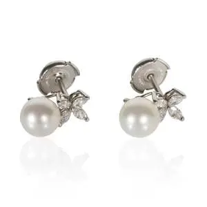 Tiffany & Co. Victoria Pearl And Marquise Diamond Drop Earrings