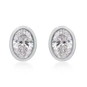 MYGEMMA 2.07 Ctw Lab-grown Diamond Oval Stud Earrings In White Gold - White_gold