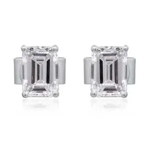 MYGEMMA 1.03 Carat Emerald Cut Lab-grown Diamond Stud Earrings In 14k White Gold - White_gold