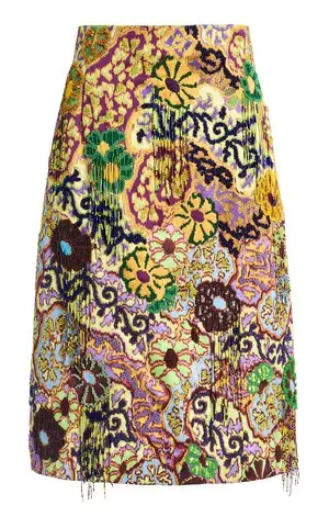 ALEMAIS Joanna Embellished Satin Midi Skirt - Multi