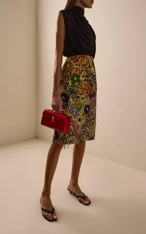 ALEMAIS Embellished Satin Midi Skirt