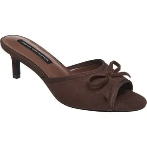 French Connection Dotty Faux Suede Open Toe Heeled Mule - Brown