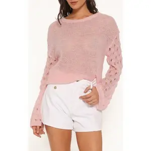 PETAL & PUP Janina Open Stitch Sweater - Pink