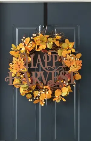 GLITZHOME Metal Happy Thanksgiving Happy Fall Wall Decor - Brown